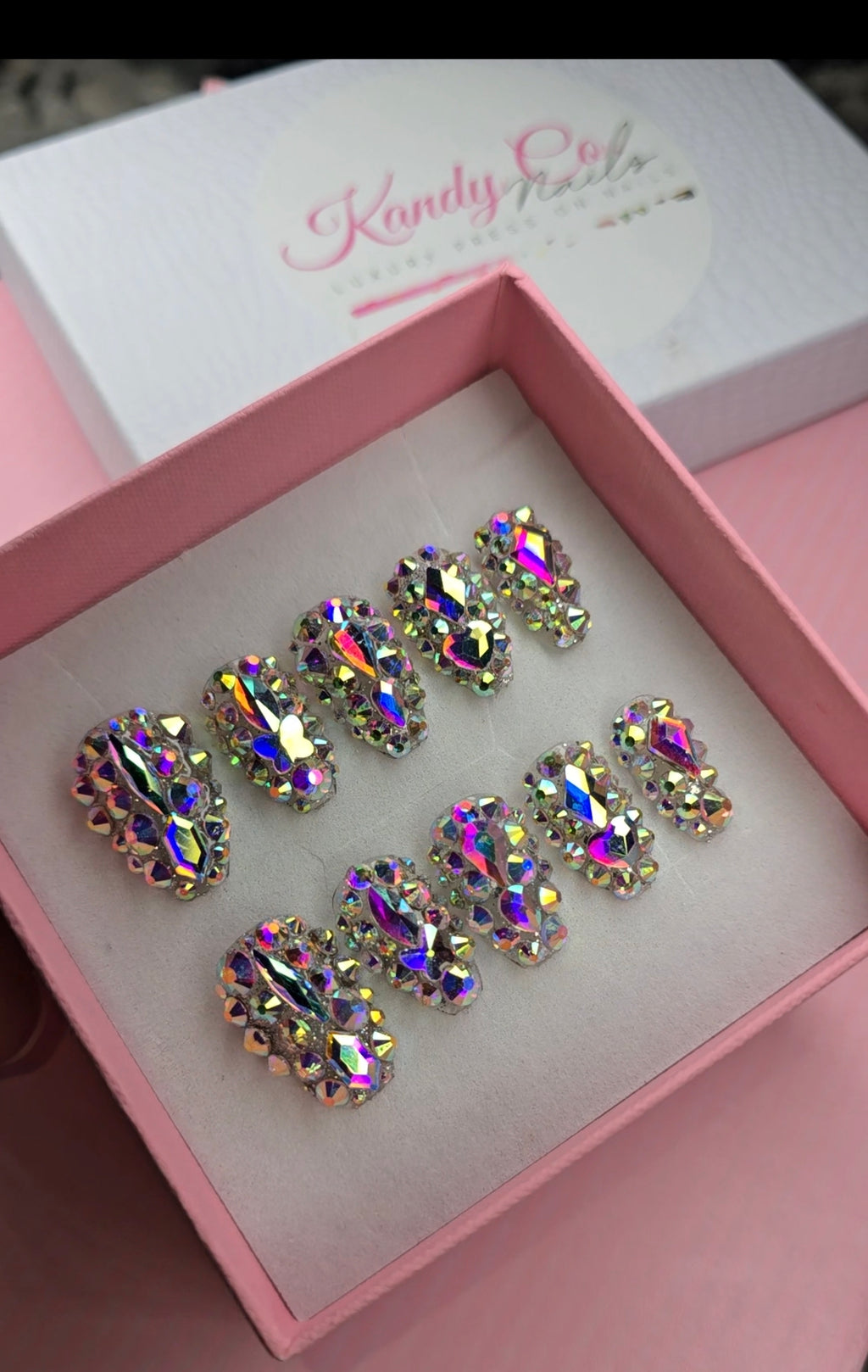 Short Coffin Bling Nails – Kandy Co Nails